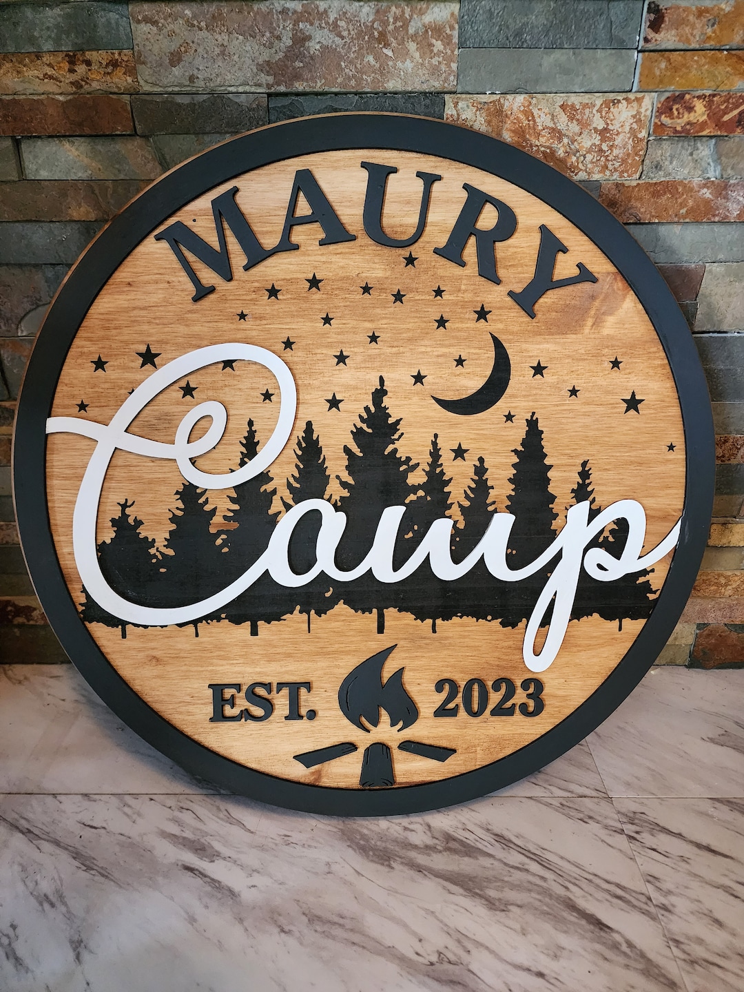 Camping Sign, Engraved RV Sign, Custom Campfire Sign, Welcome to Our ...