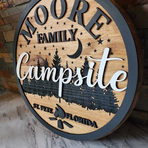 Custom Family Campsite Sign: 3D Laser Cut Wood RV Decor - Etsy