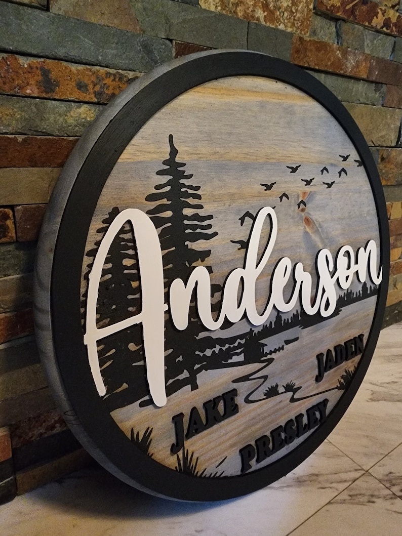 Personalized Lake House Sign: Engraved Wood Family Name Decor - Etsy