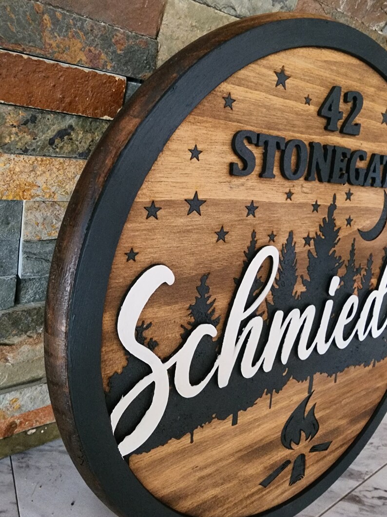 Personalized Wood Address Sign: 3D Cabin & Campsite Decor - Etsy