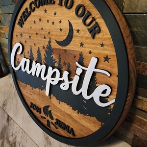 Personalized Campsite Sign: Engraved 3D Pine Wood Camper Decor. INDOOR ...