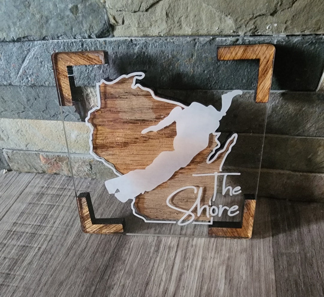 Personalized Lake Map Coasters, Custom Coasters, Lake House Coaster Set ...