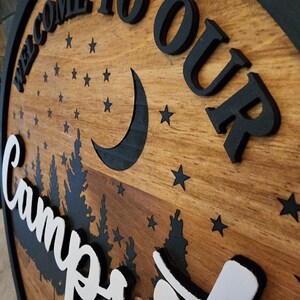 Personalized Campsite Sign: Engraved 3D Pine Wood Camper Decor. INDOOR ...