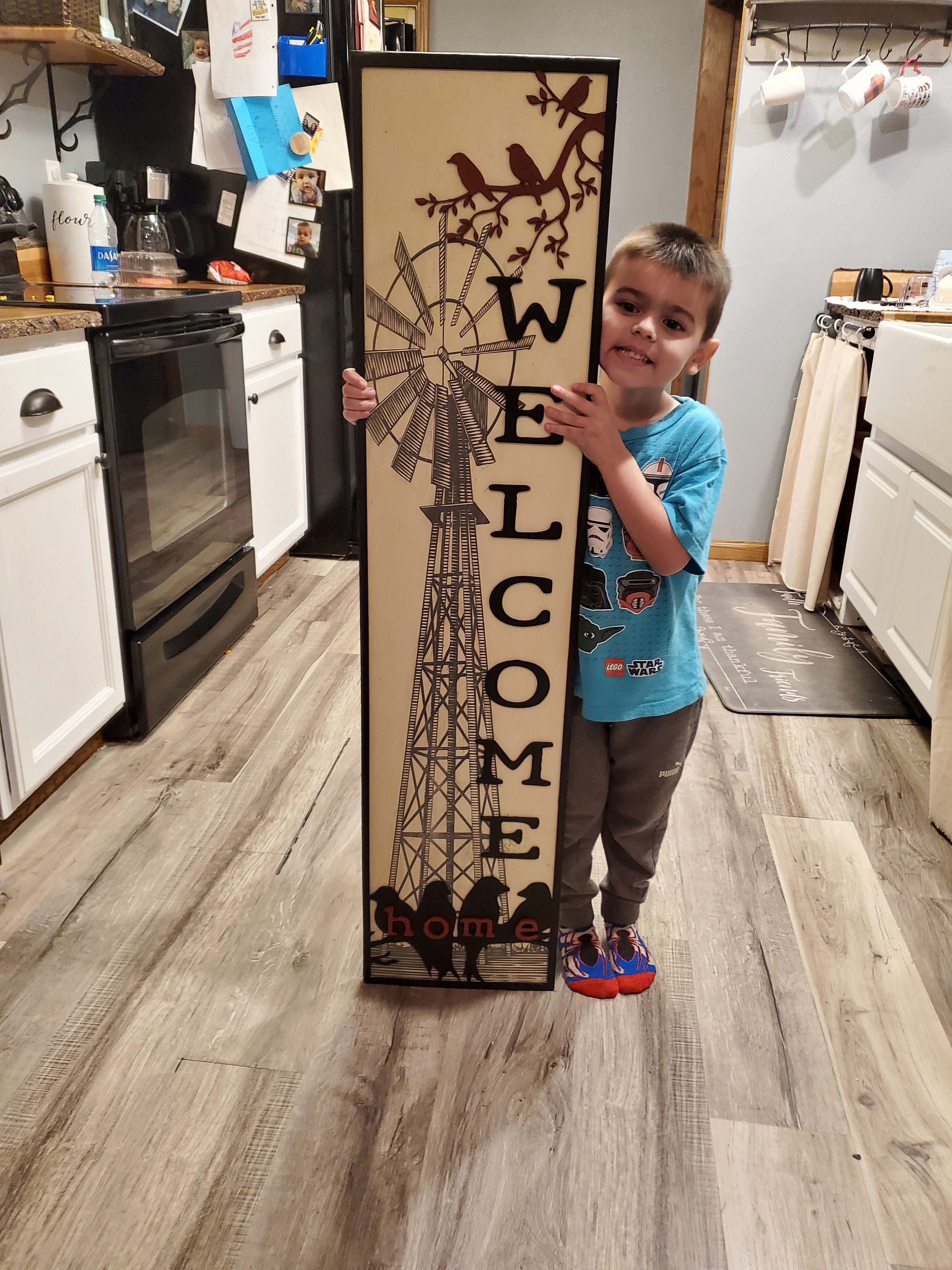 Windmill Welcome Sign: Engraved Farmhouse Porch Decor - Etsy