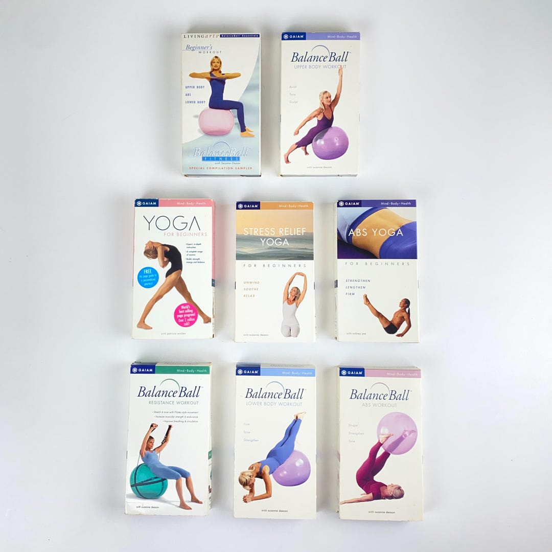Lot of 8 Vintage GAIAM VHS Video Tapes -yoga, Balance Ball, Lower Body ...