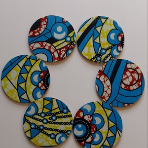 6 African Print Coasters. Ankara Coasters. Afrocentric Coasters. Round ...
