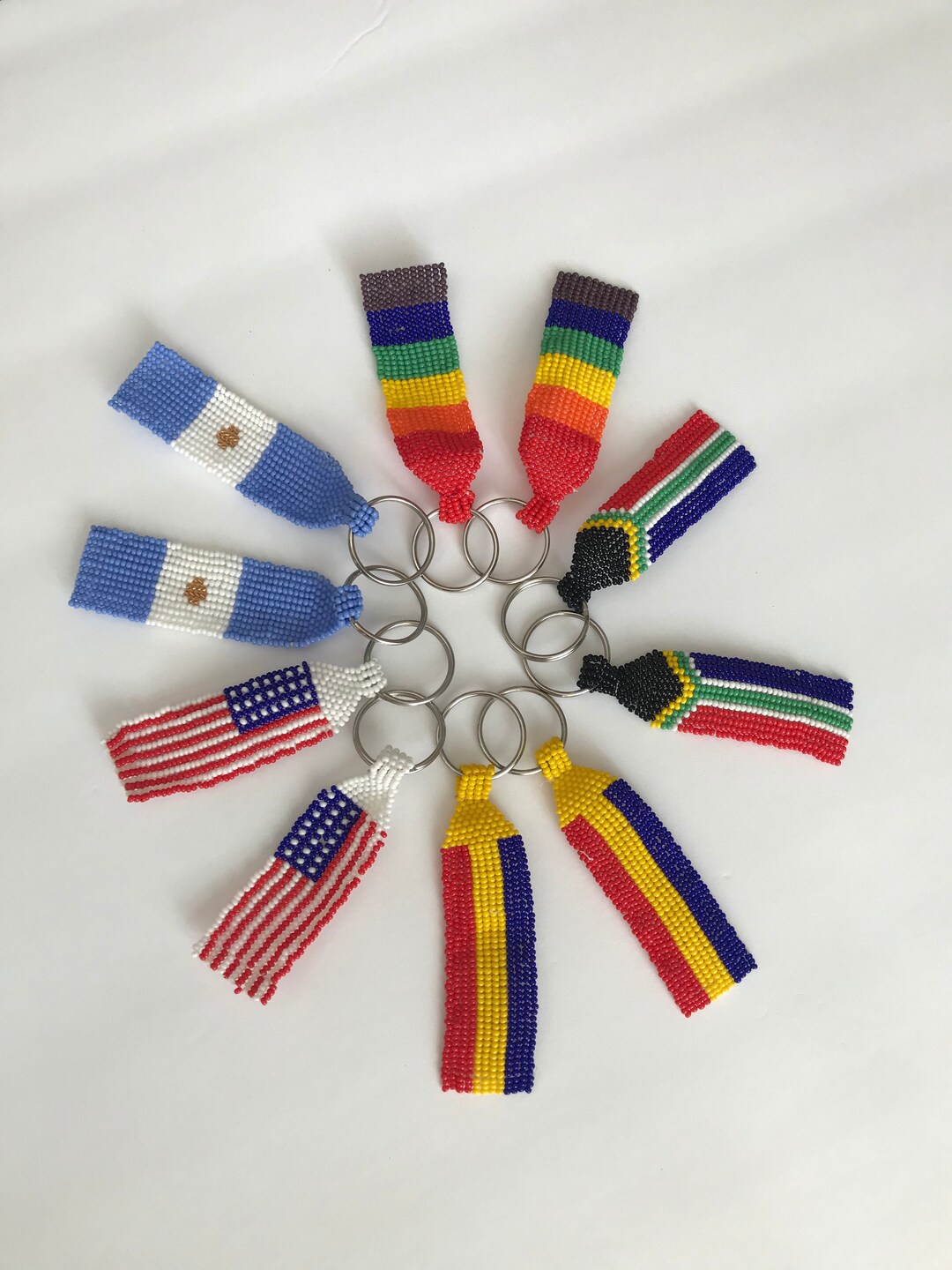 Beaded Flag Key Ring. Beaded Flag Key Holder. Beadwork Flag Key Ring - Etsy