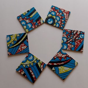 6 African Print Coasters. Ankara Coasters. Afrocentric Coasters. Round ...