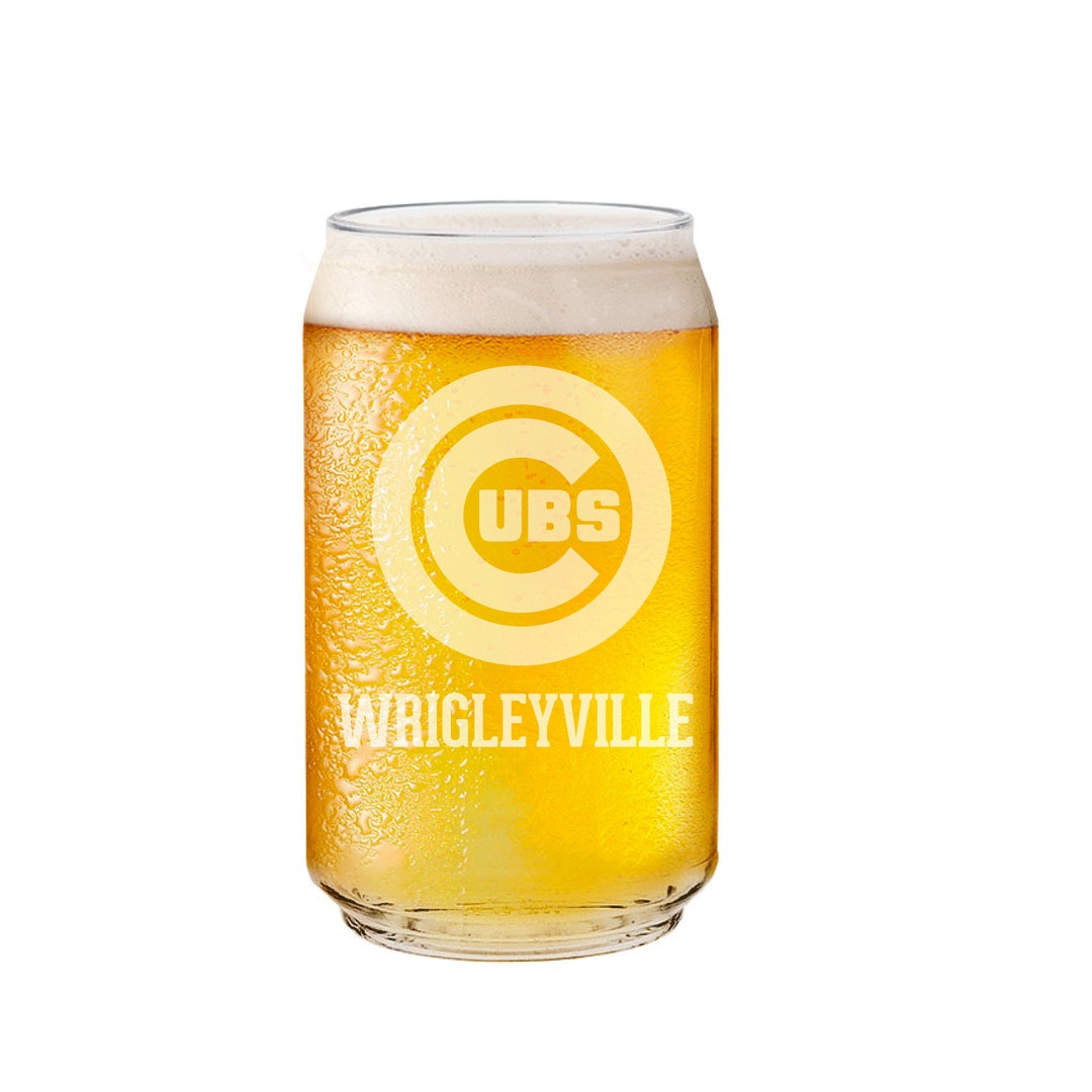 Chicago Cubs Beer Can Glass-custom-your Text-personalized-mlb Baseball ...