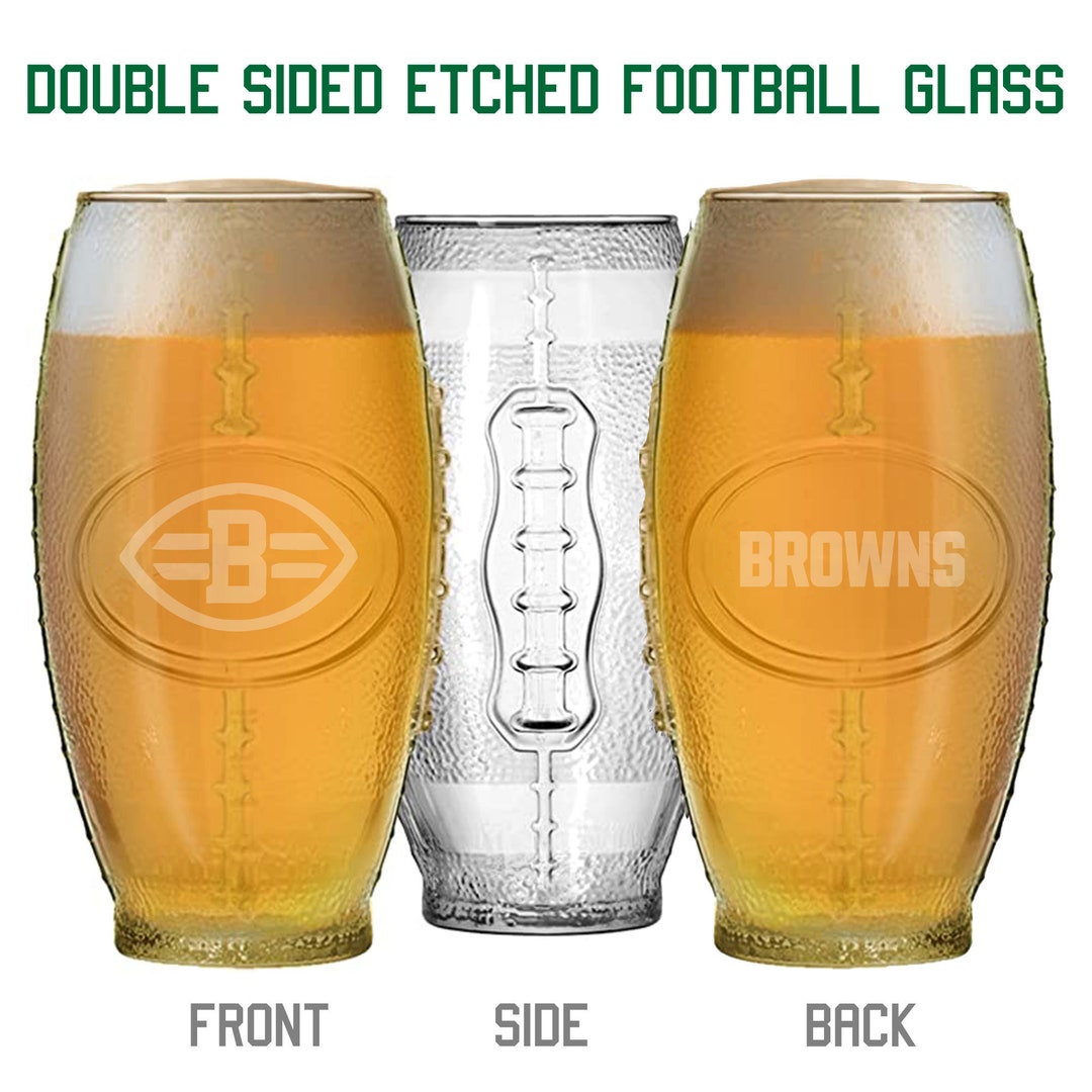 Cleveland Browns Pint Glass-football Shape Glass-double - Etsy