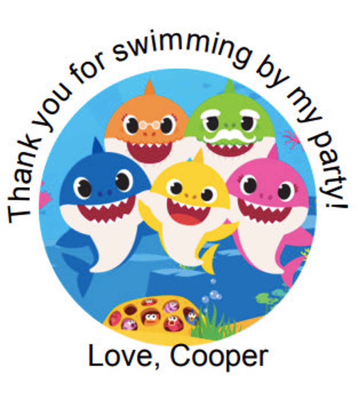 Baby Shark Thank You Stickers - Etsy