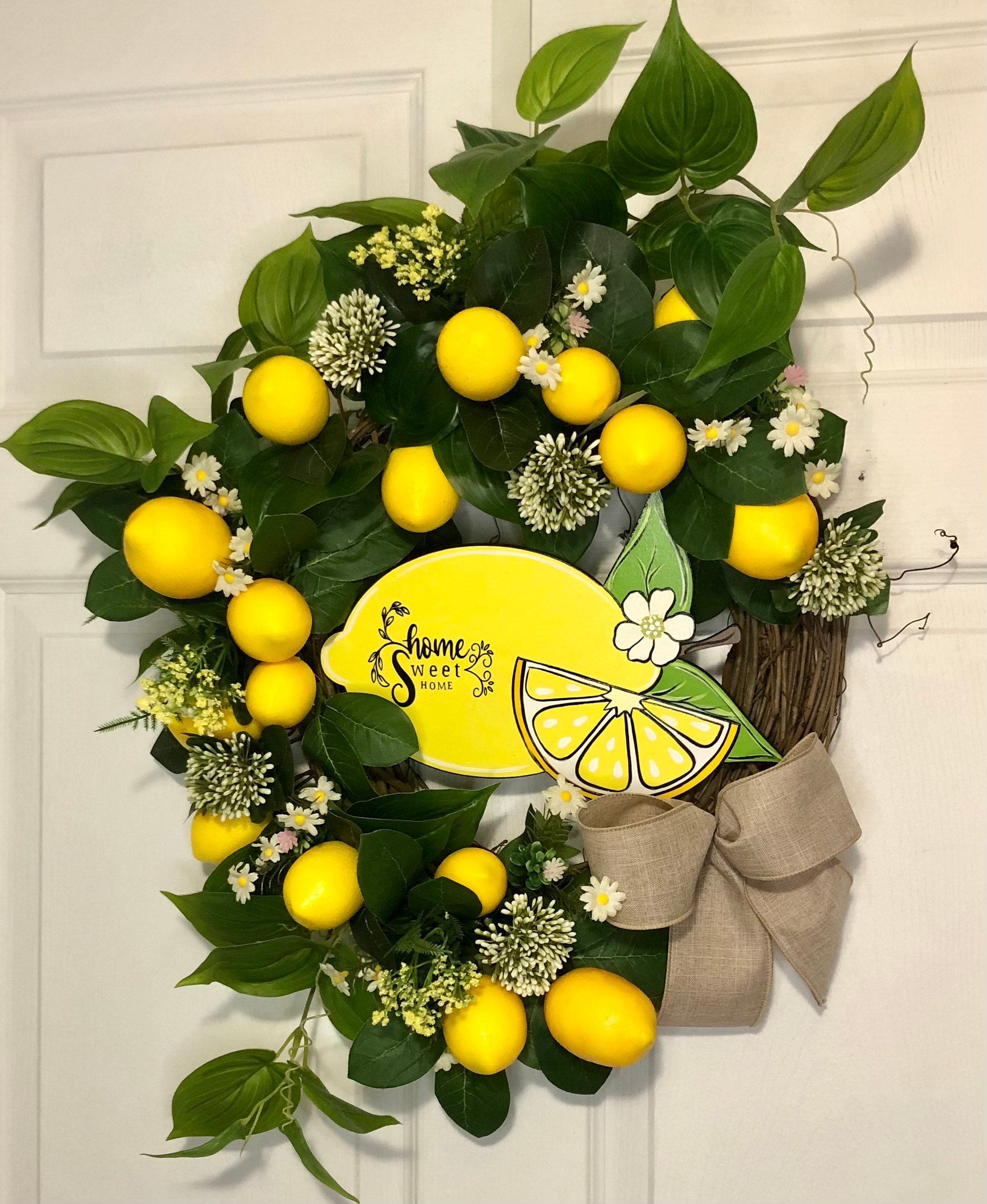 Lemon Front Door Wreath Kitchen Decor Lemon Decor Front | Etsy
