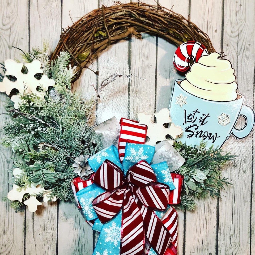 Winter Front Door Wreath, Holiday Wreath, Winter Wreath, Snowflake ...