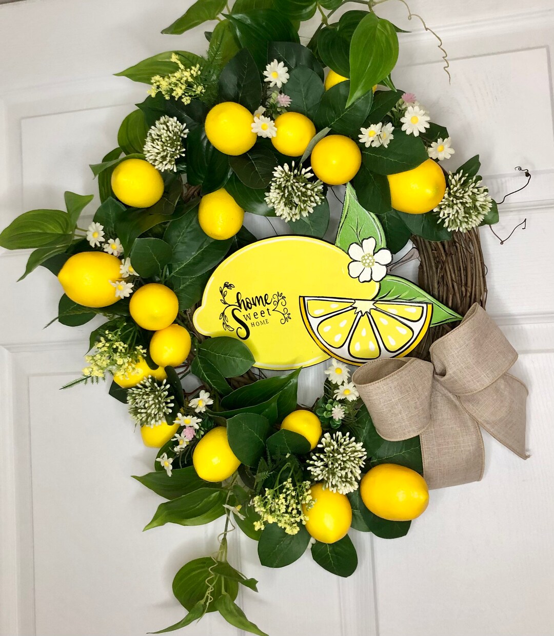 Lemon Front Door Wreath, Kitchen Decor, Lemon Decor, Front Door Wreath ...