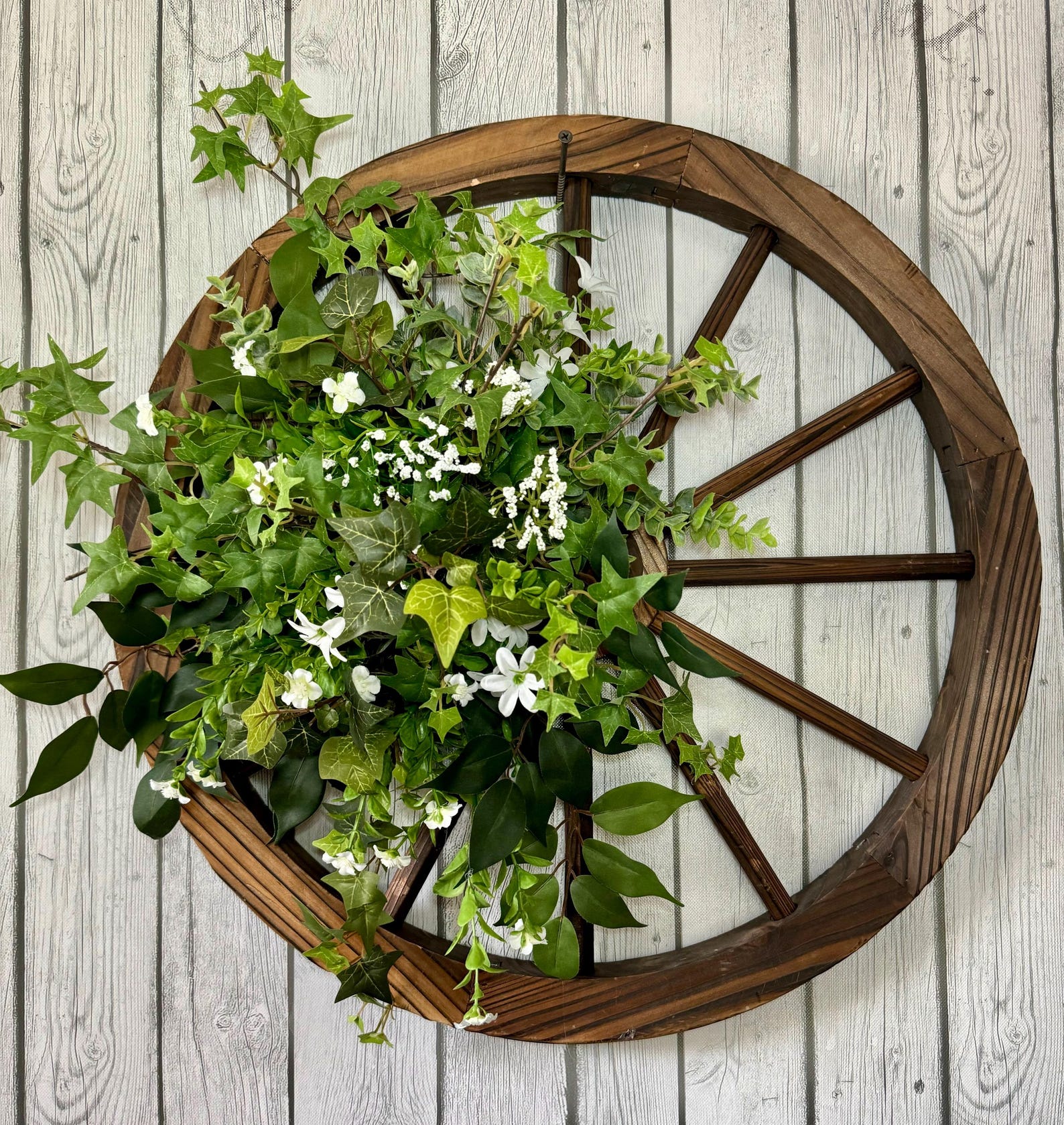 Wagon Wheel Decor , Farmhouse Inspired, Wagon Wheel Wreath, Farmhouse ...
