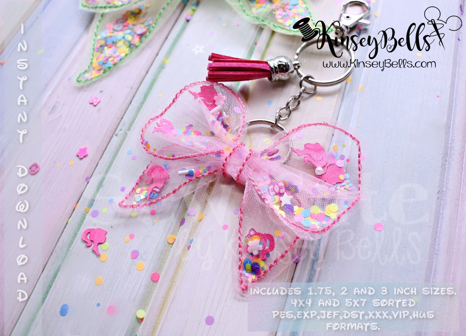 4x4 and 5x7 ITH Sailor Bow Shaker, Fillable, Confetti, in the Hoop ...