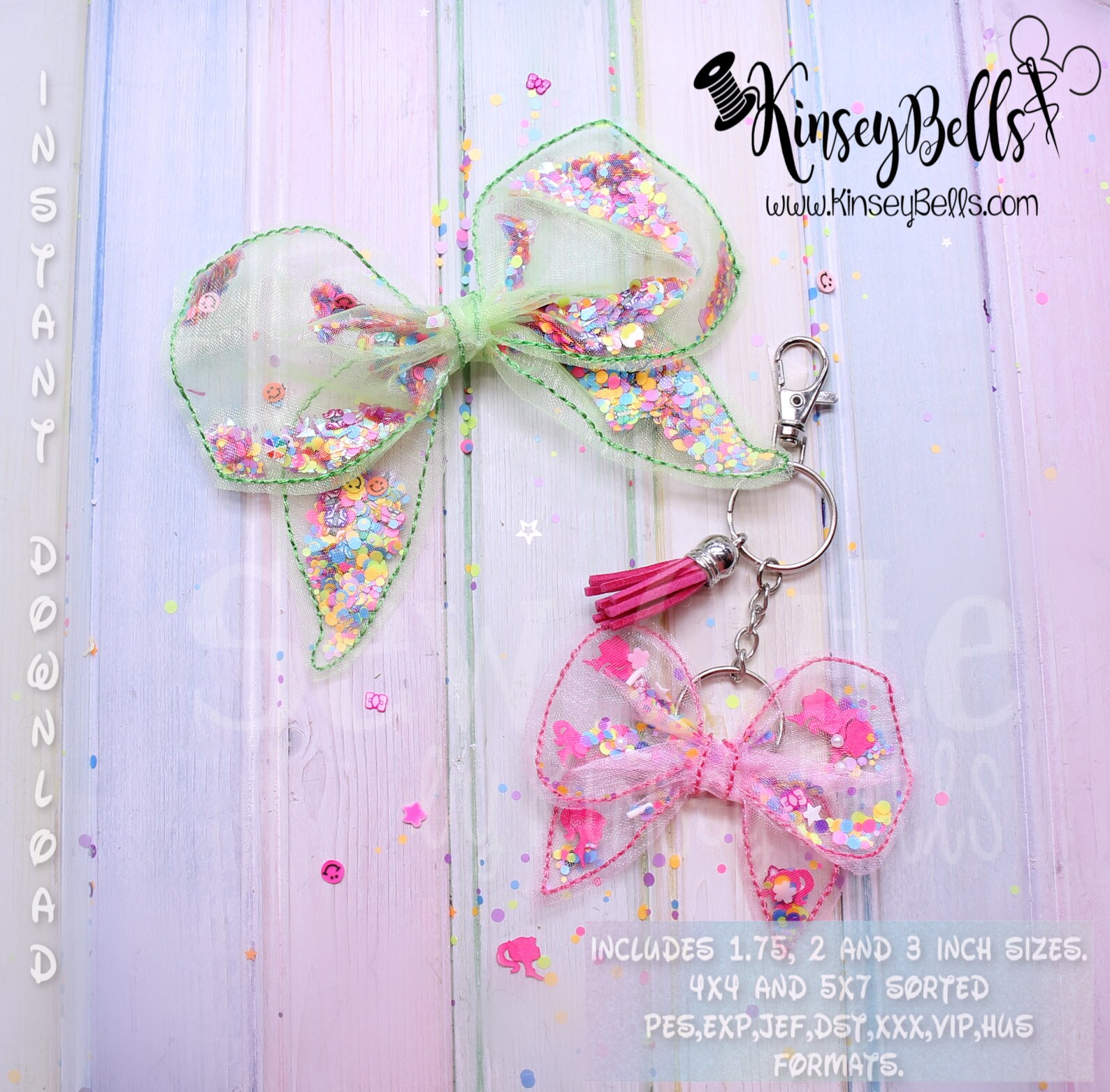 4x4 and 5x7 ITH Sailor Bow Shaker, Fillable, Confetti, in the Hoop ...