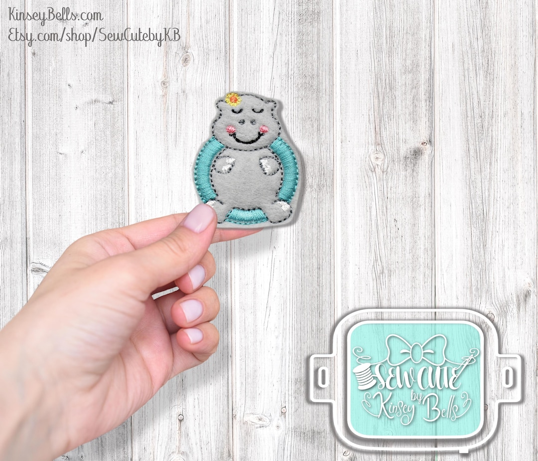 Poolside Floating Hippo - ITH Machine Embroidery Feltie Design File ...