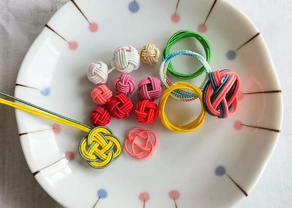 10 Colors Ball knots Ring knot For beginners mizuhiki knot how to make ...