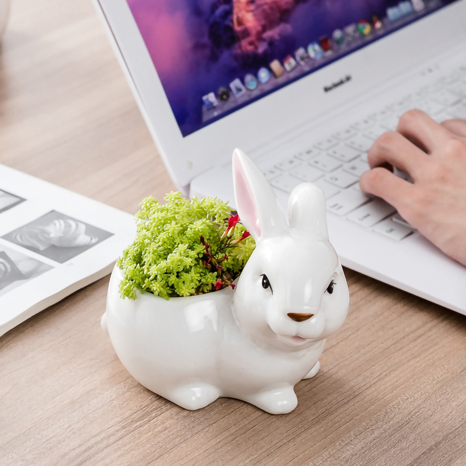 Cute Rabbit Plant Pot Rabbit Planter Rabbit Gifts Ceramic | Etsy