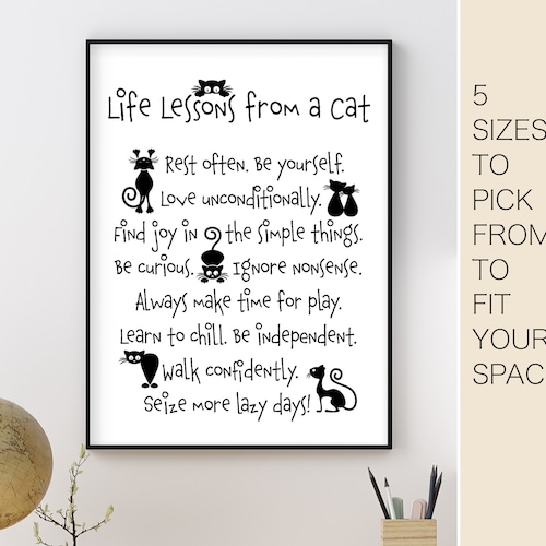Life Lessons From A Cat Cat Lovers Kids Room Art | Etsy