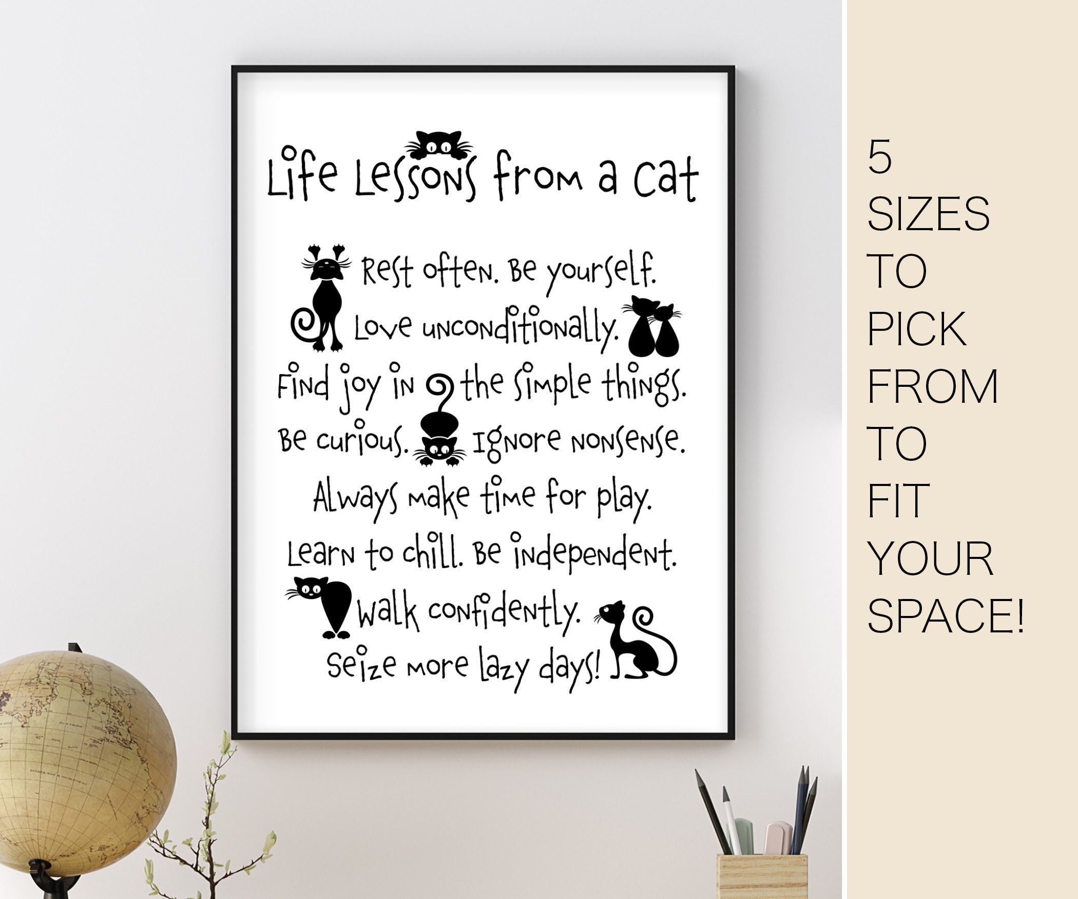 Life Lessons From A Cat Cat Lovers Kids Room Art - Etsy