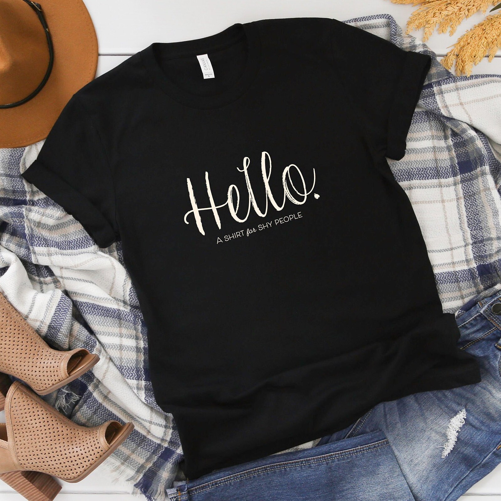 Hello. A Shirt for Shy People Shirt Women's Tee Gift Idea Introvert - Etsy