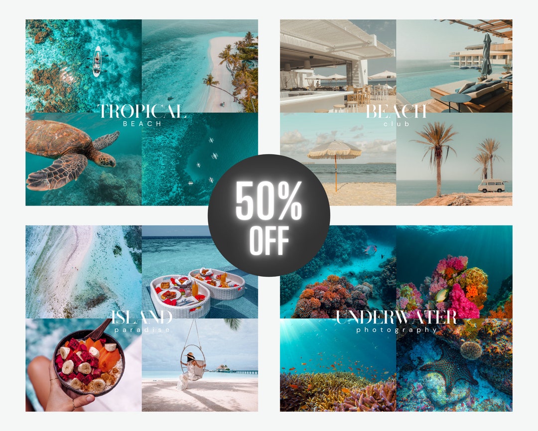 OCEAN PRESET BUNDLE, 40 Mobile & Desktop Lightroom Presets, Travel ...