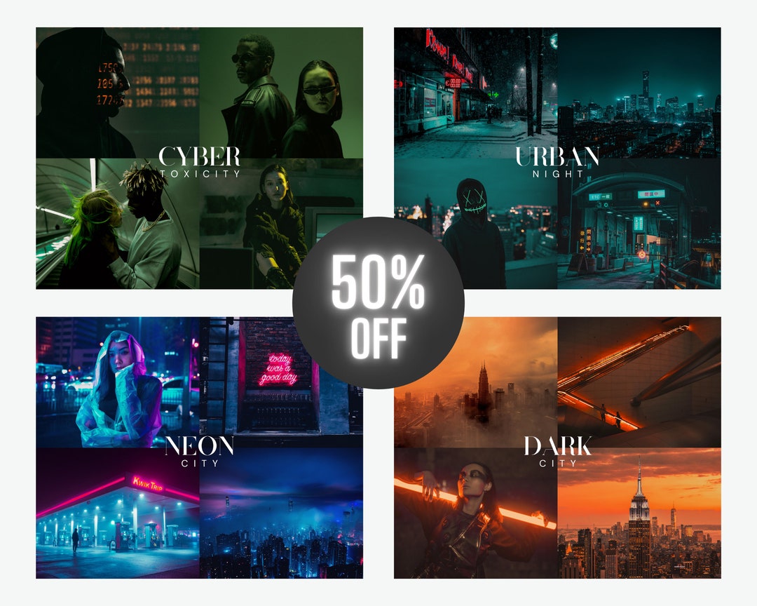 CYBERPUNK PRESET BUNDLE, 40 Mobile & Desktop Lightroom Presets, Neon ...