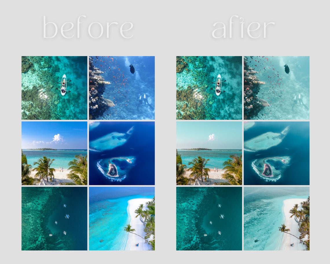 OCEAN PRESET BUNDLE, 40 Mobile & Desktop Lightroom Presets, Travel ...