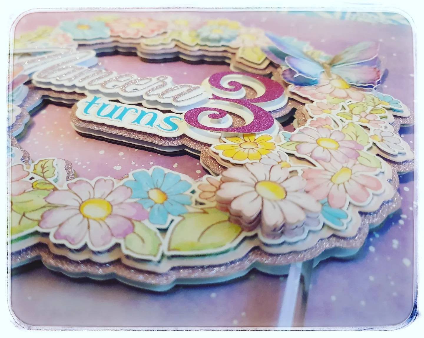 Personalised Cake Topper. Flowers Theme. 3D Cake Topper - Etsy UK