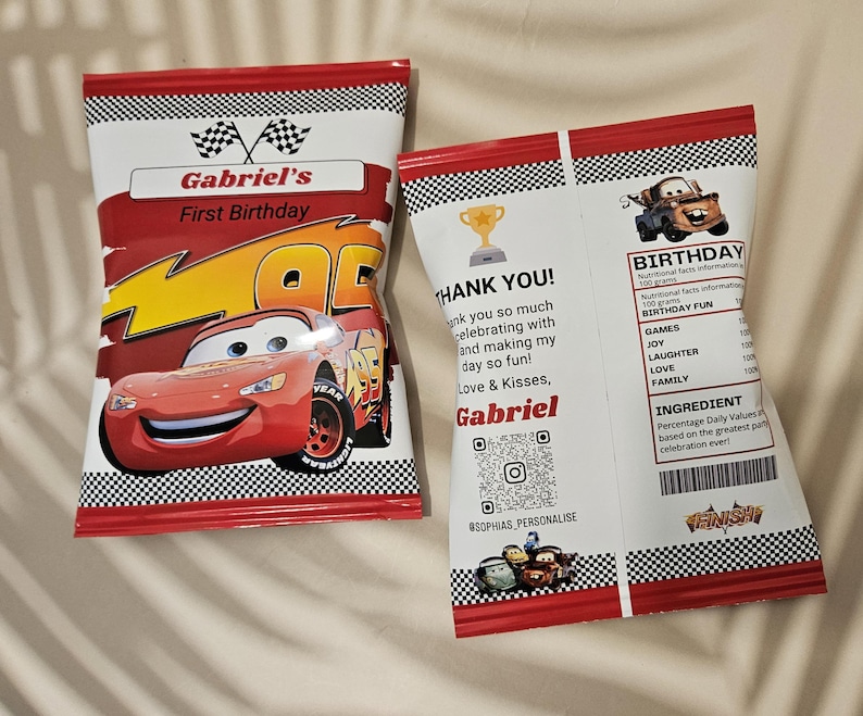 Personalised Chip Bags | Cars Chip Bags | Customised Cars Crisp Packets ...
