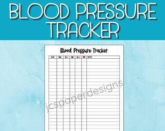 Printable Blood Pressure Tracker and Heart Rate Log - Etsy