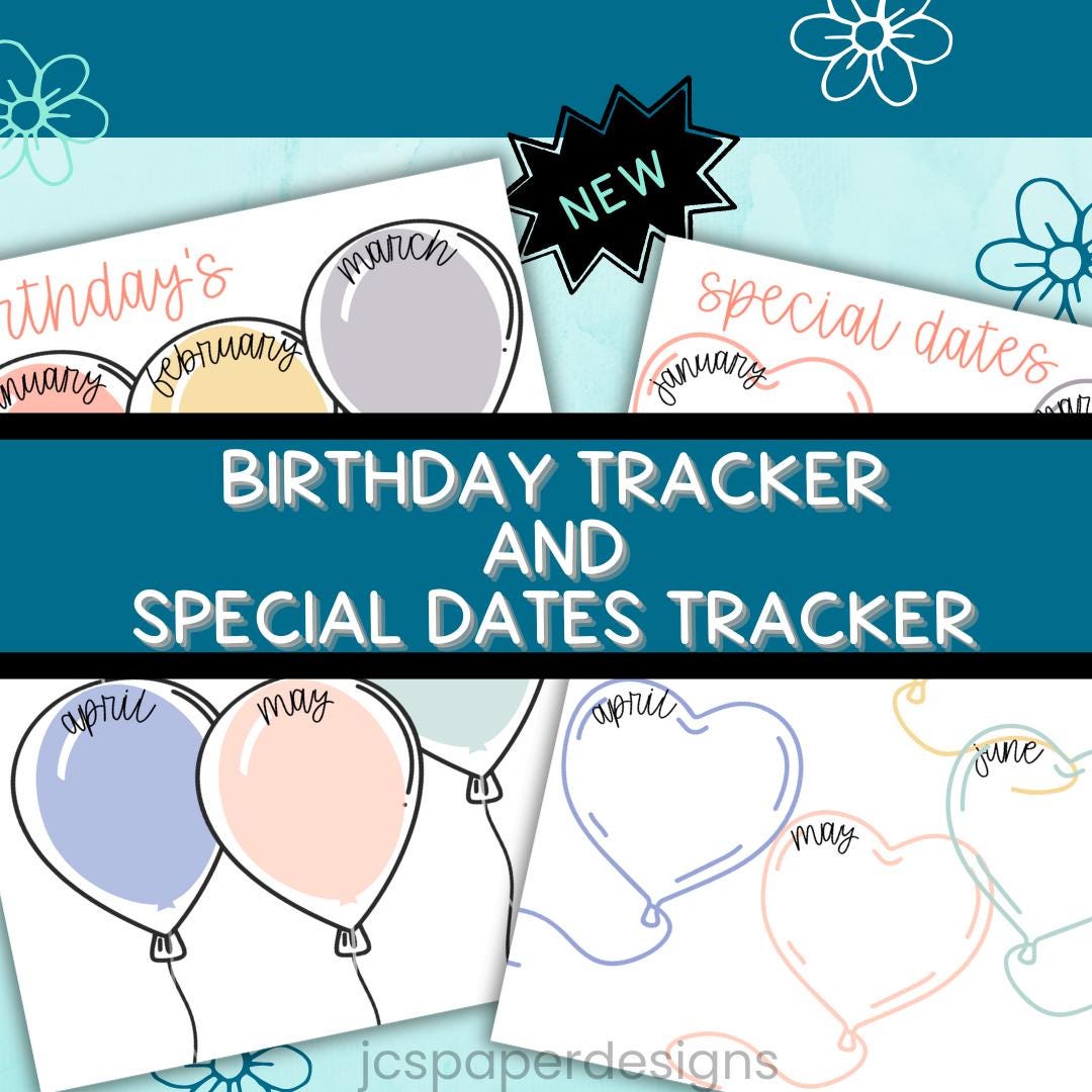 Yearly Birthday Tracker and Special Dates Tracker | - Etsy