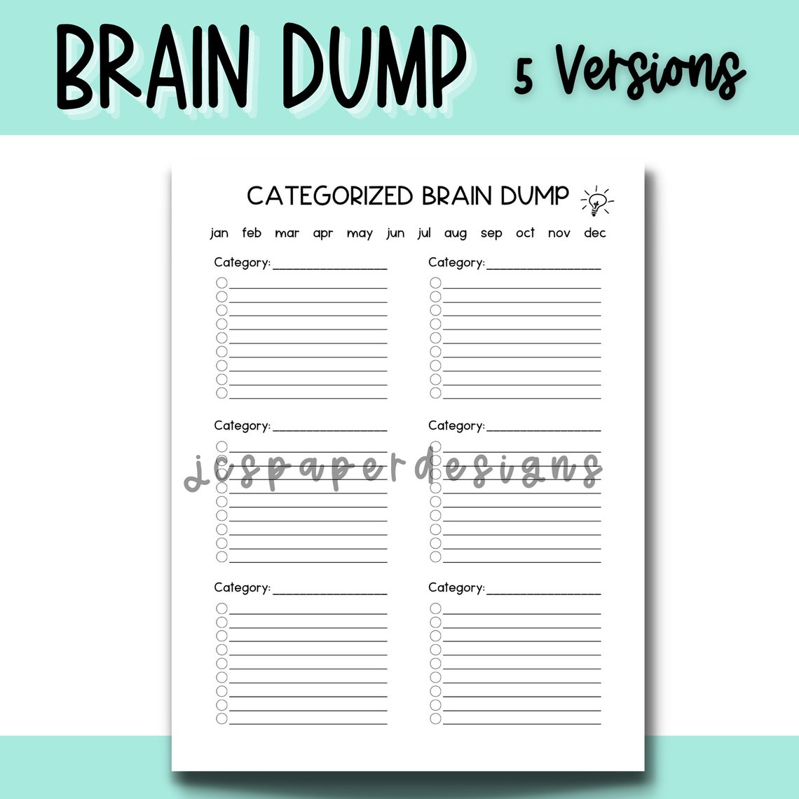 Brain Dump Printable Task List Eisenhower Matrix - Etsy