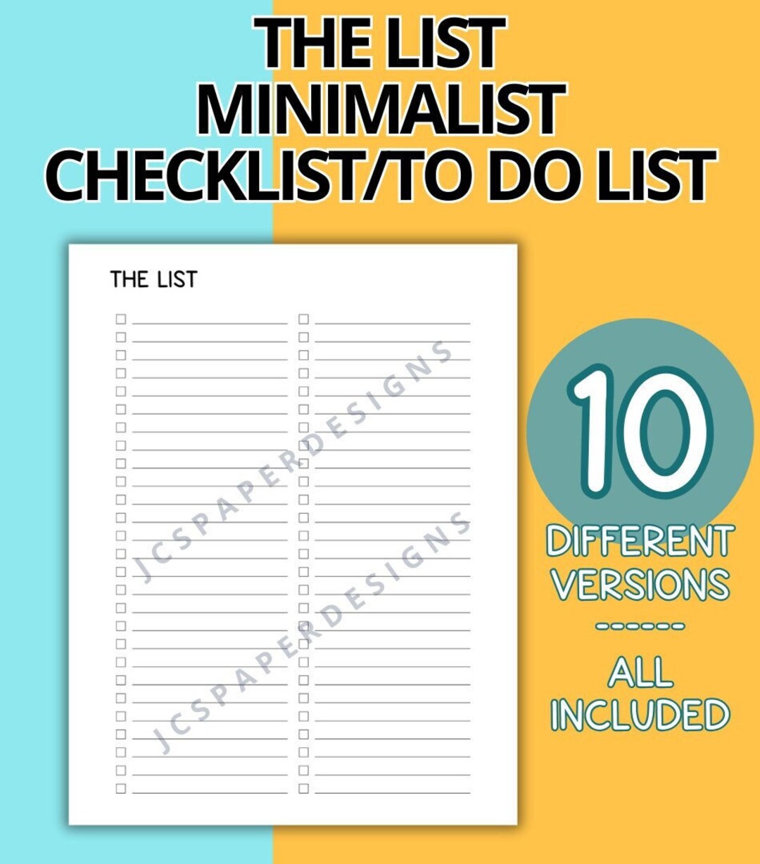 Minimilist Blank to Do List, Checklist Template, Brain Dump Printables ...