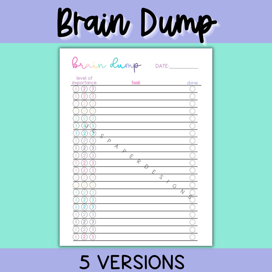 Printable Brain Dump Bundle: Task List & Productivity Planner (digital ...