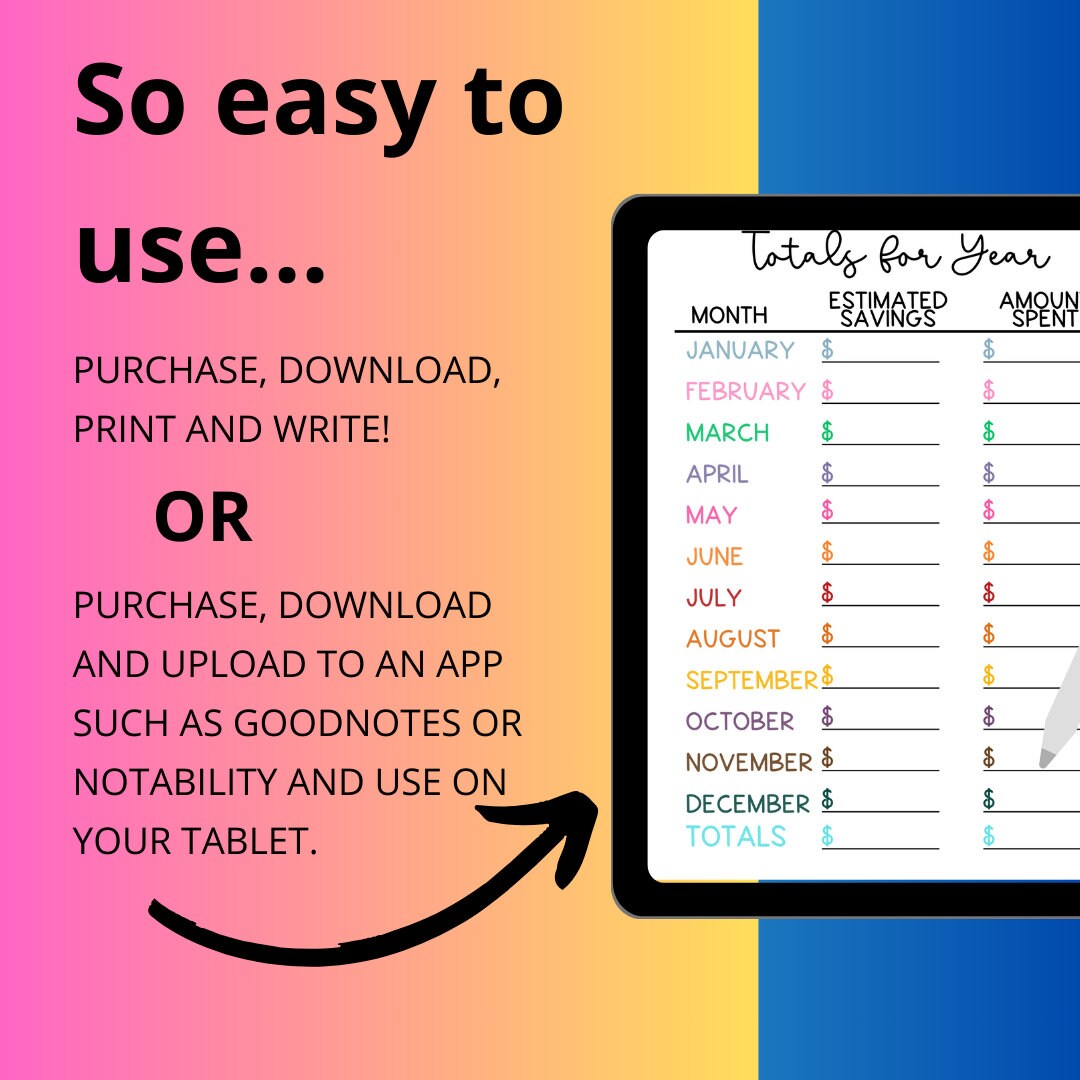 Monthly No Spend Challenges, Budget Tracker, Money Saved Log, Goodnotes ...