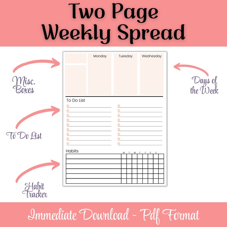 Weekly Planner Printable, Weekly Schedule, Office Planner, Work at Home ...
