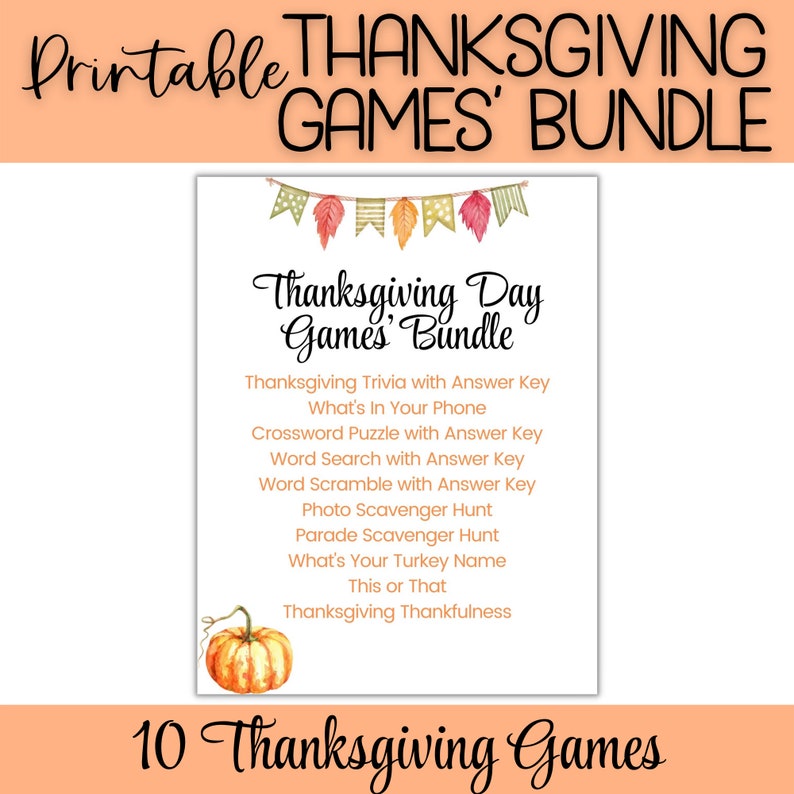 Thanksgiving Games' Bundle, Thanksgiving Scavenger Hunt. Thanksgiving ...