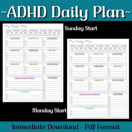ADHD to Do List Editable ADHD Daily Planner ADHD Checklist - Etsy