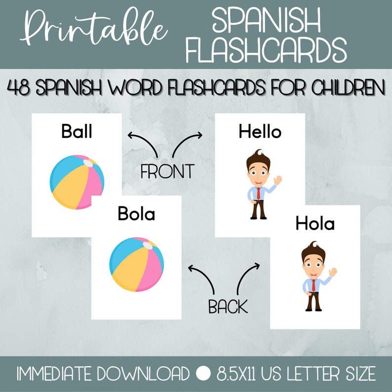 Educational Spanish Flashcards With Pictures for Kids | Spanish ...