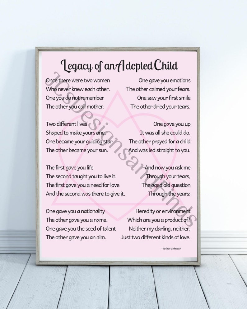 Adoption Poem Art Print: Legacy of an Adopted Child (digital Download ...