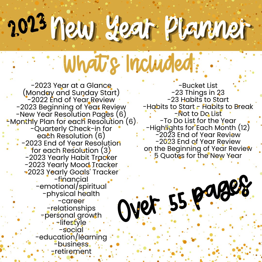 2023 New Year Planner Goal Setting Goal Planner New Year - Etsy Finland
