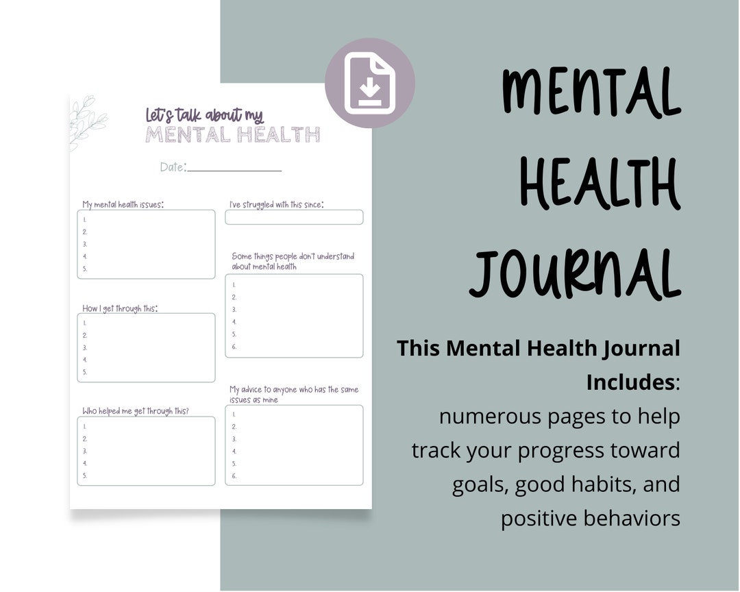 Mental Health Journal Tracker With Habit Trackers Mood Trackers Journal ...