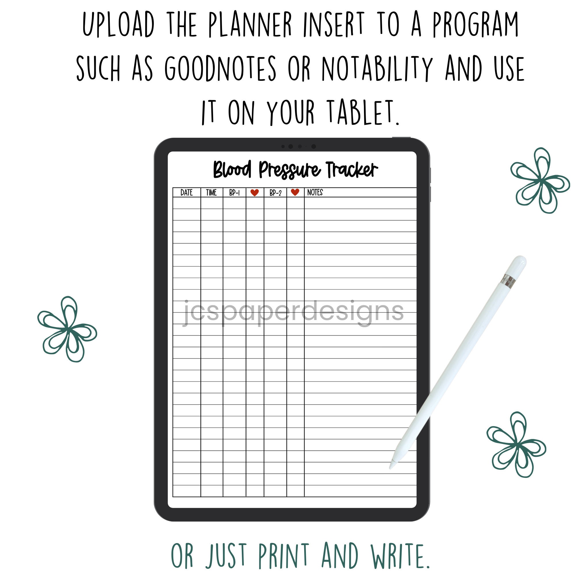 Printable Blood Pressure Tracker Heart Rate Log - Etsy