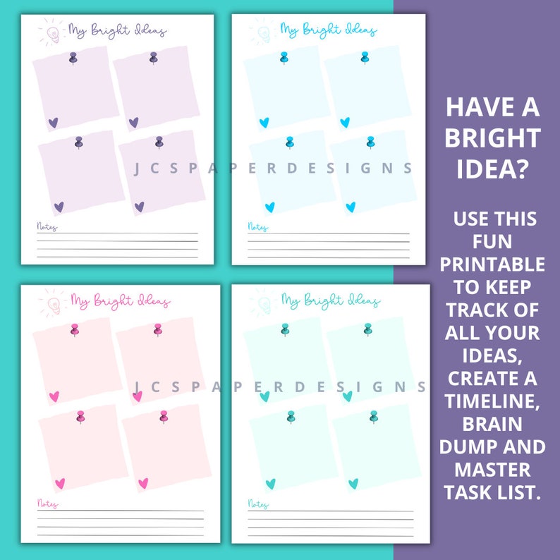 Bright Ideas Planner Printable: Goal Tracker (PDF Download) - Etsy