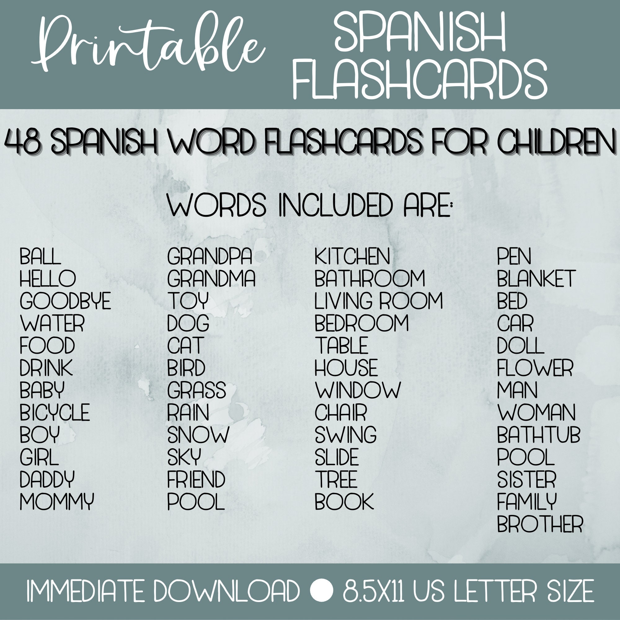 Educational Spanish Flashcards With Pictures for Kids Spanish ...