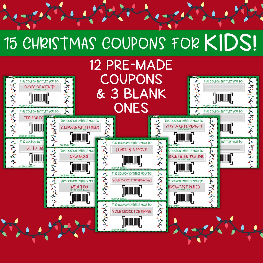 Christmas Coupons for Kids, Children | Stocking Stuffers | Coupon Book ...