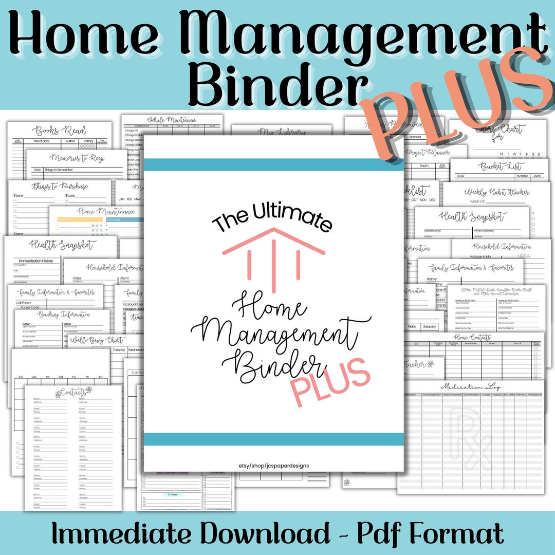 Printable Household Home Management Planner With Financial, Meal ...